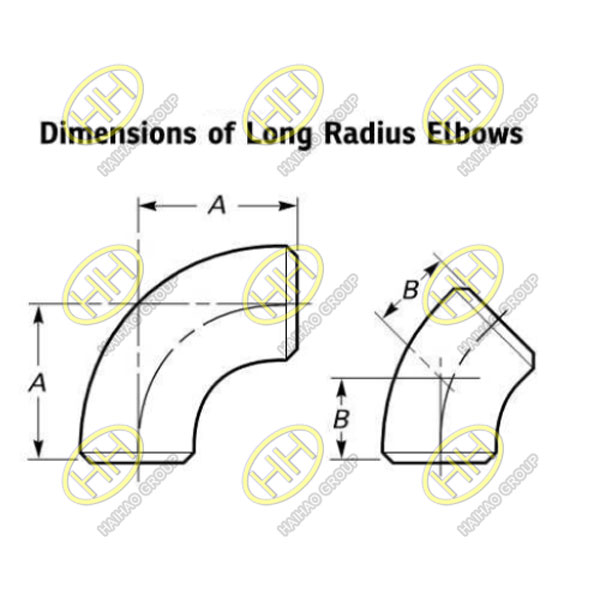 Dimensions of ASME B16.9 Standard 45 degree and 90 degree Long Radius ...